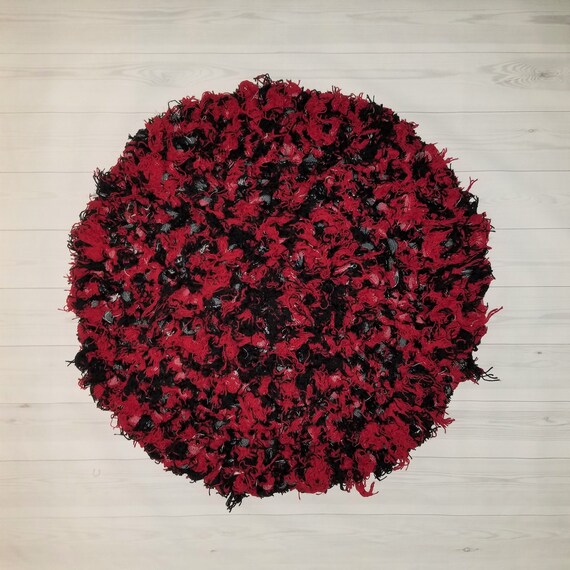 Red and Black Wool Shag Accent Rug for Hearth Fireplace - Etsy