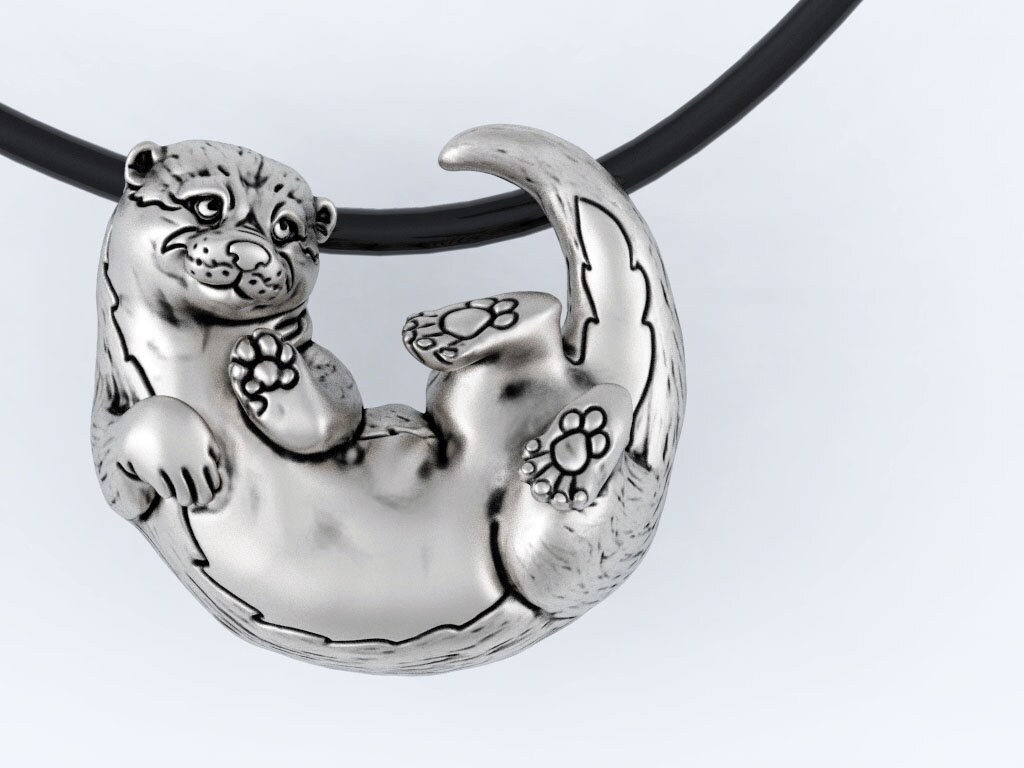 Otter Pendant Necklace Sterling Silver Otter Gift 100% - Etsy