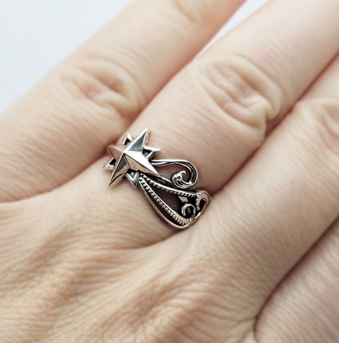 Shooting Star Ring Sterling Silver Star Ring Recycled Silver Star Ring ...