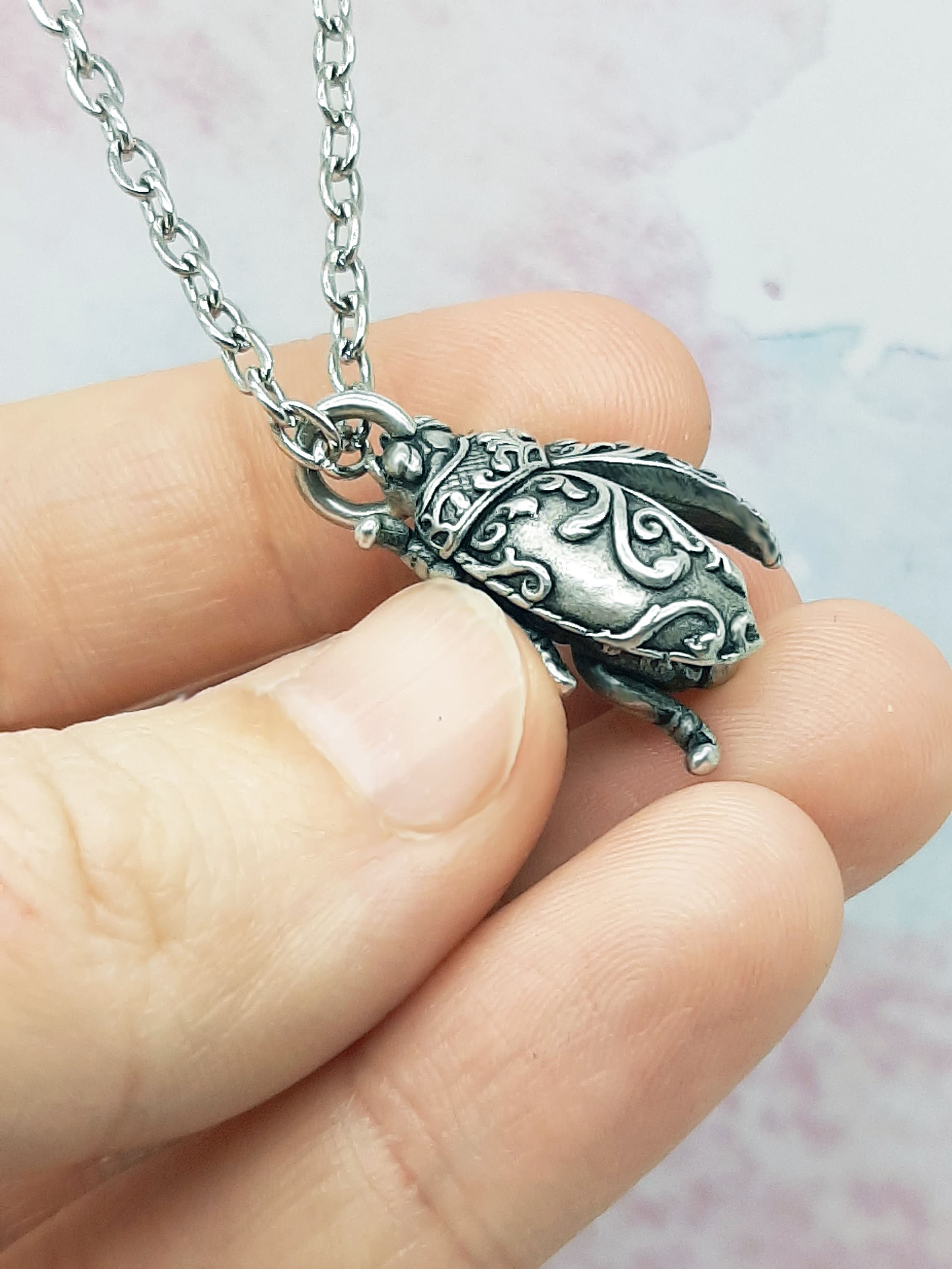 Beetle Bug Pendant Necklace Pewter Recycled Metals Made - Etsy UK