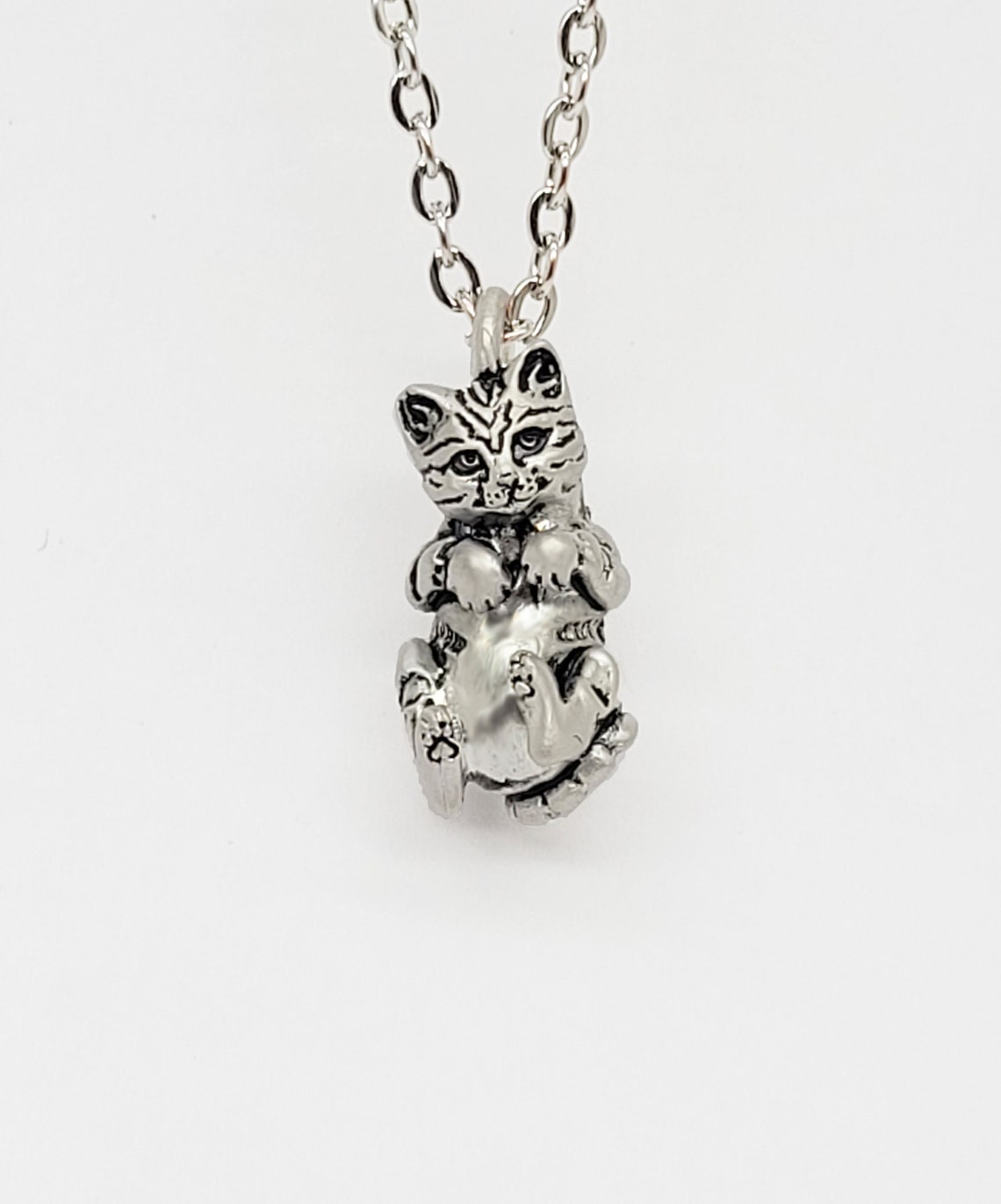Cat Pendant Necklace Sterling Silver Solid Metal Made in - Etsy