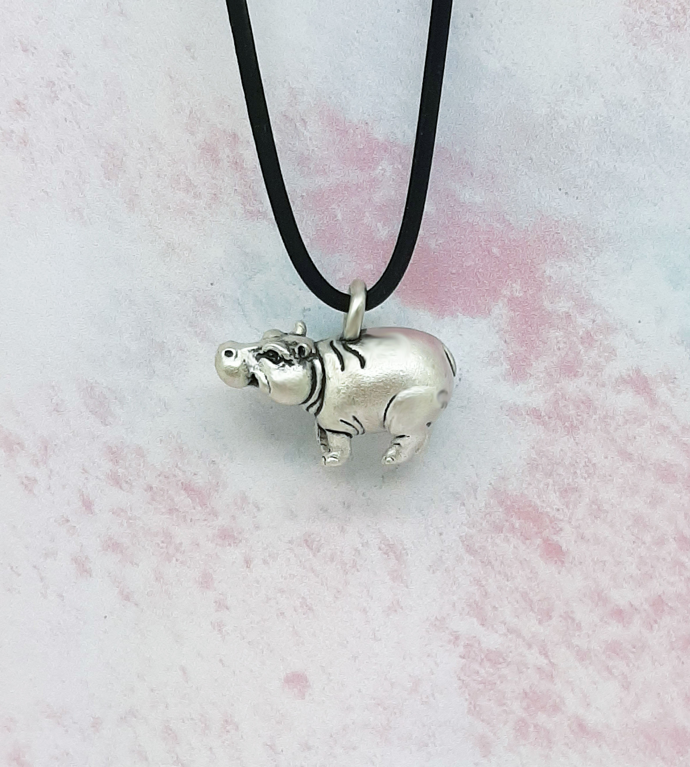Hippo Necklace Hippo Charm Silver Plate Animal Jewelry Hippo - Etsy