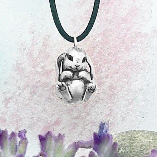 Bunny Necklace Sterling Silver Rabbit Necklace Pendant W/ | Etsy