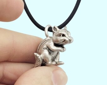 Chipmunk Sterling Silver 3D Forest Animal Charm Pendant or Necklace ...
