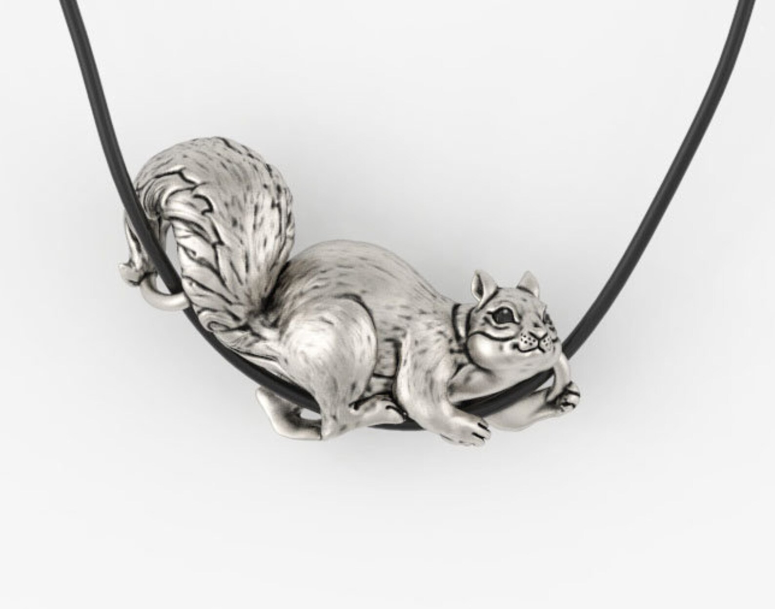 Squirrel Pendant Necklace Sterling Silver 3d Sculpted - Etsy