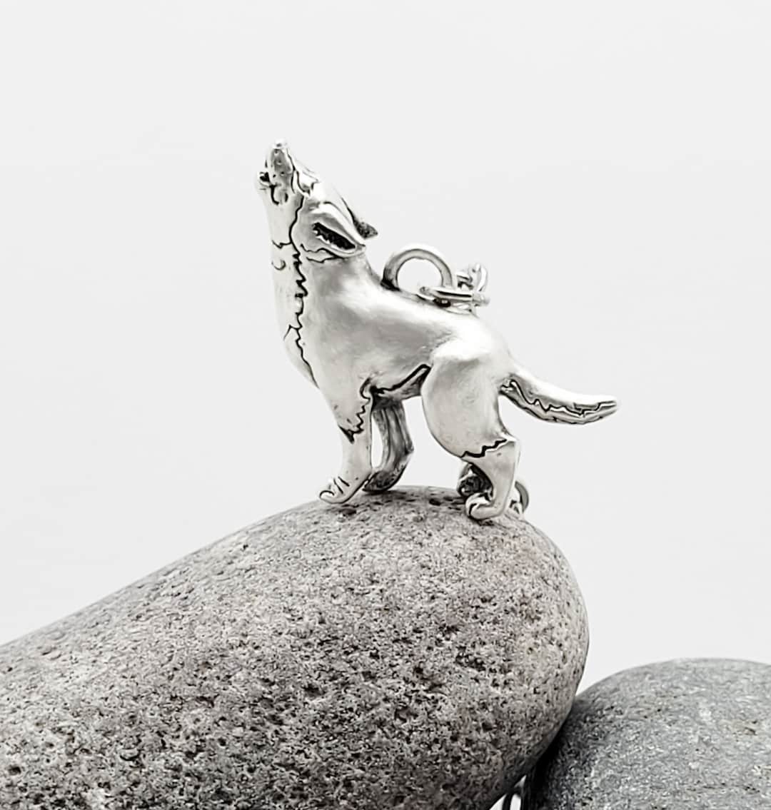 Howling Wolf Pendant Wolf Necklace Howling Wolf Charm Animal Jewelry ...