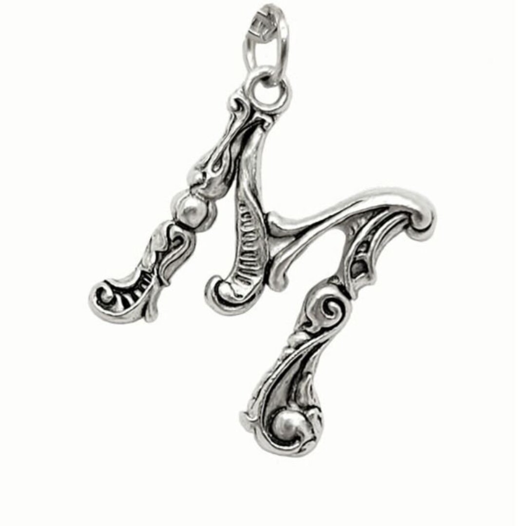 Initial M Pendant Necklace Charm - Letter M Pendant - Silver Plated ...