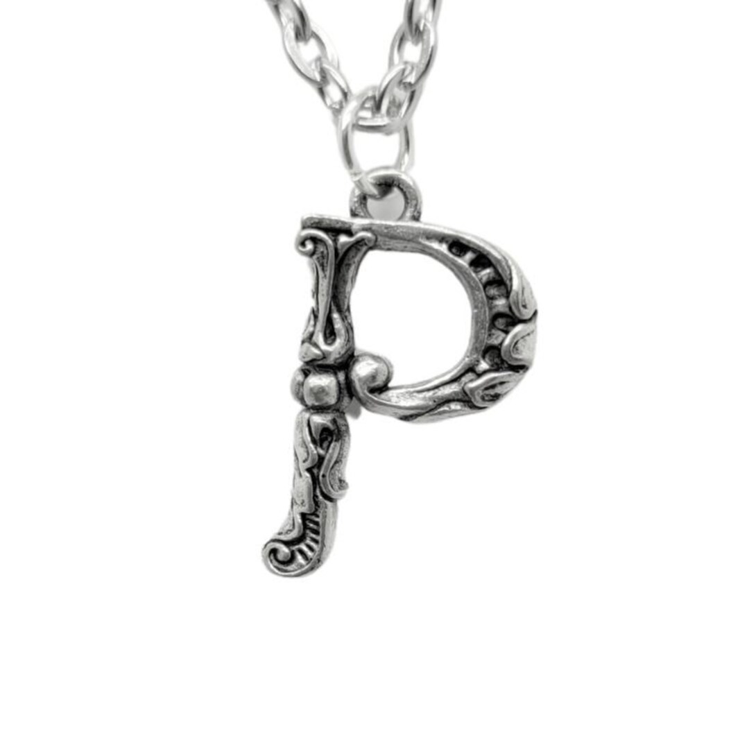 Initial P Pendant Necklace Charm - Letter P Pendant - Silver Plated ...