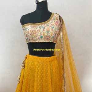 One Shoulder Slit Lehenga Choli for Women Indian Wedding Wear Choli ...