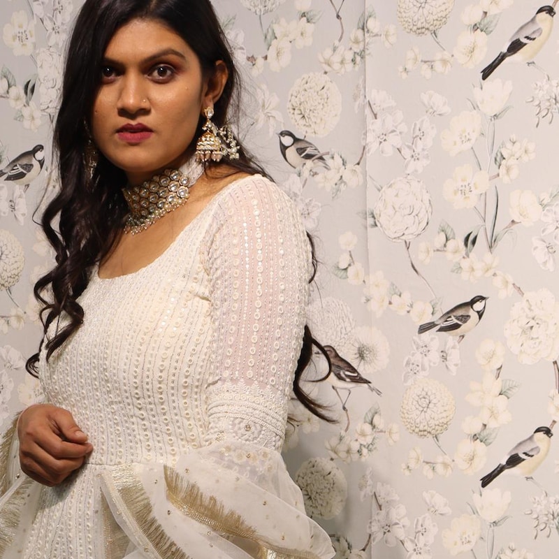 Ivory Embroidered Anarkali - Etsy