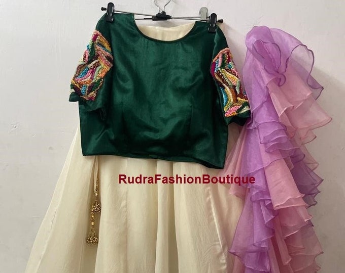 Green Offwhite Lehenga Choli for Women Girls Custom Made to Measure ...