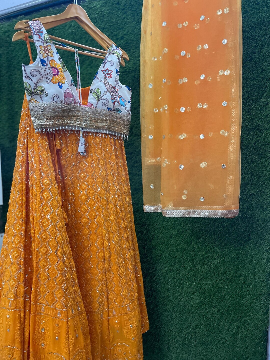 Deep V Neck Lehenga Choli: Indian Wedding Party Outfit - Etsy