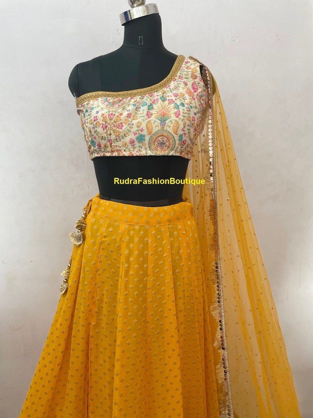 One Shoulder Slit Lehenga Choli for Women Indian Wedding Wear Choli ...