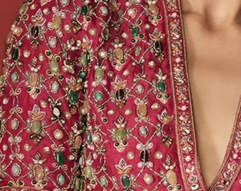 White Pearl Beaded Heavy Top Blouse Designer Saree Blouse Cocktail ...