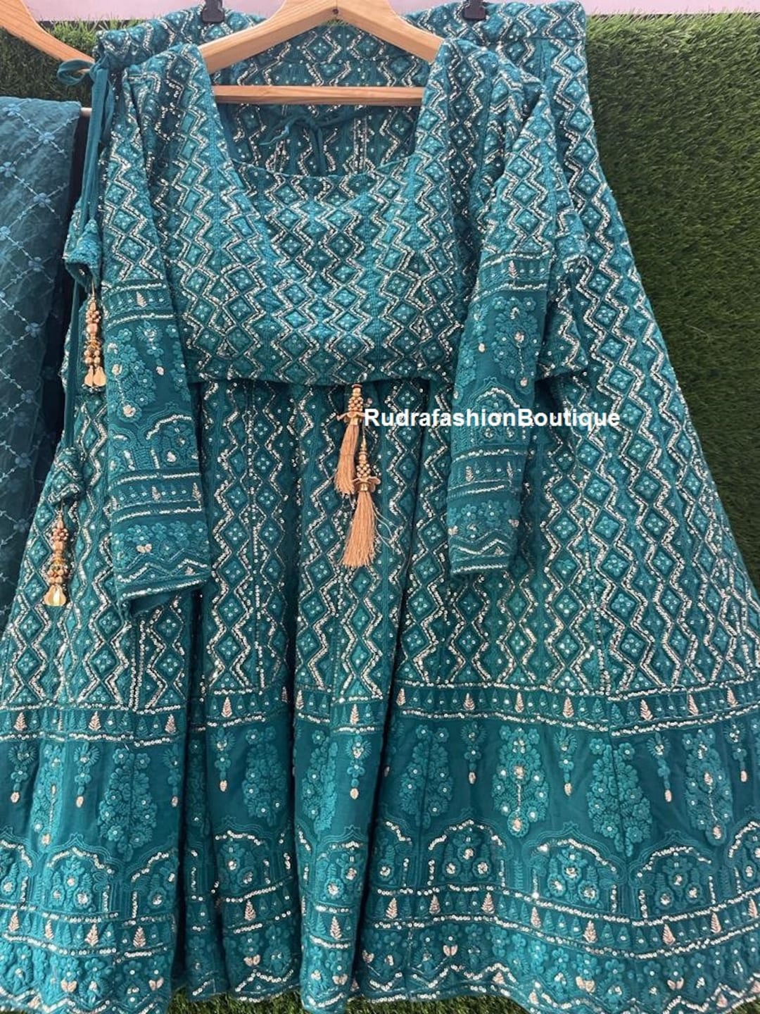 Blue Designer Lehenga Gown: Indian Wedding Party Dress - Etsy