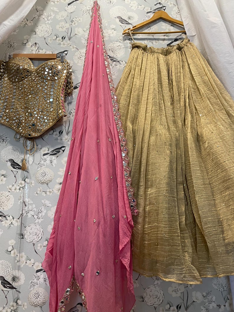 Mirror Work Corset Top: Handcrafted Gold Embellished Bustier, Party ...