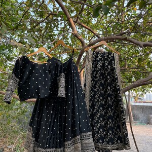 Designer Lehenga Wedding Party Wear Plus Size Blouse Custom Made Black ...
