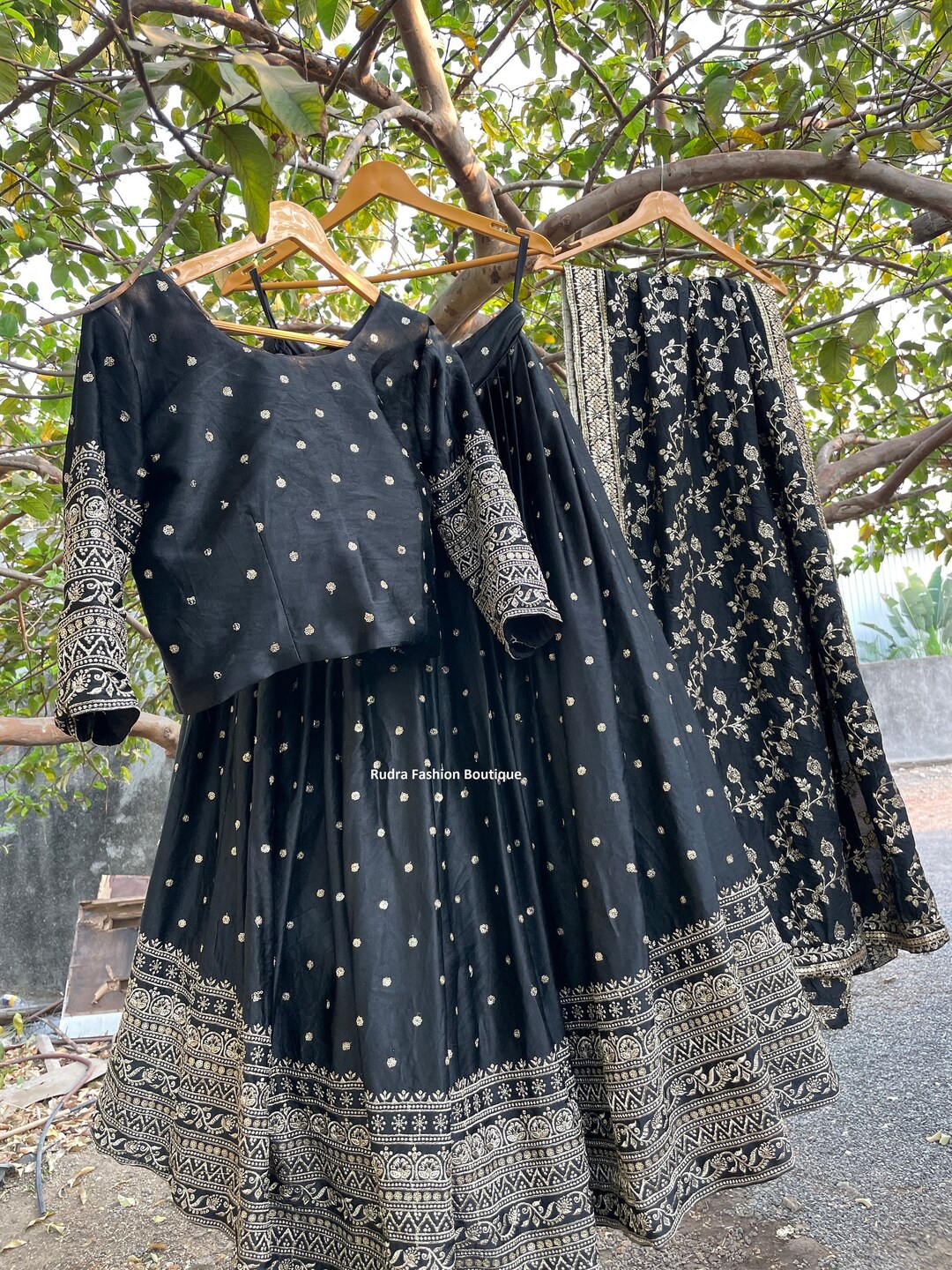 Designer Lehenga Wedding Party Wear Plus Size Blouse Custom Made Black ...