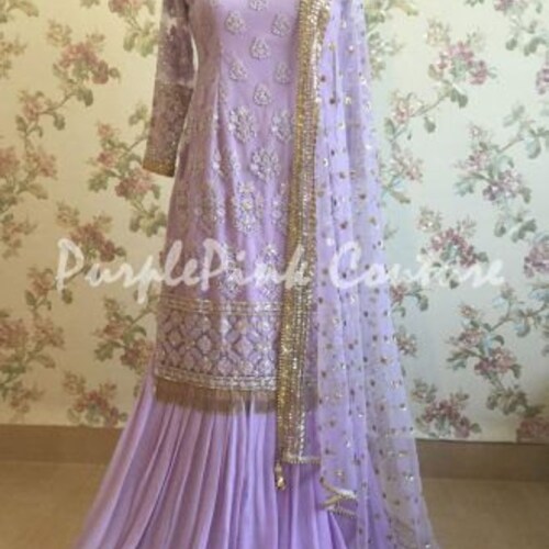 Light Purple Designer Gown Lengha Sharara Indian Ethnic - Etsy