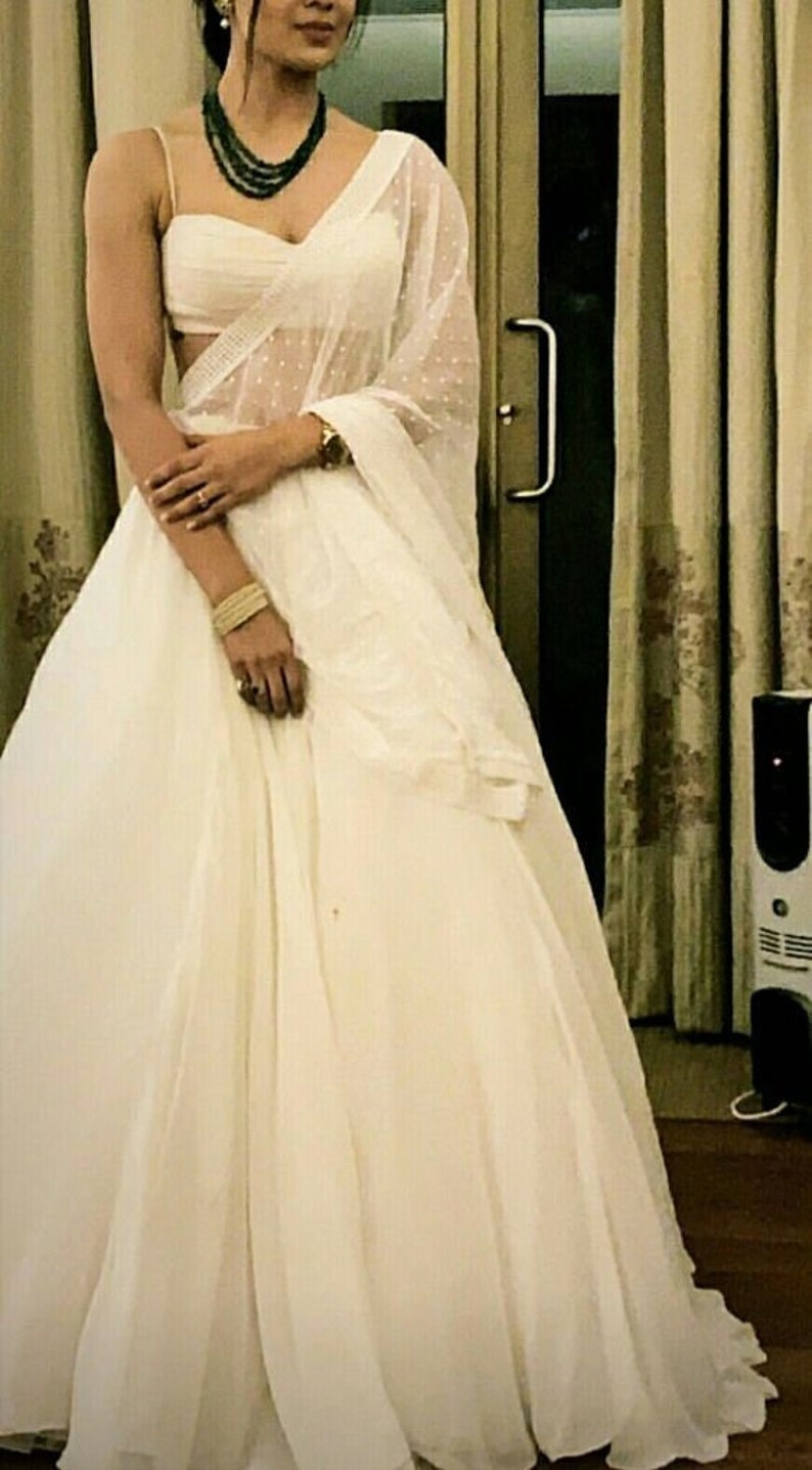 White Designer Gown Lengha Lehenga Indian Ethnic Traditional - Etsy