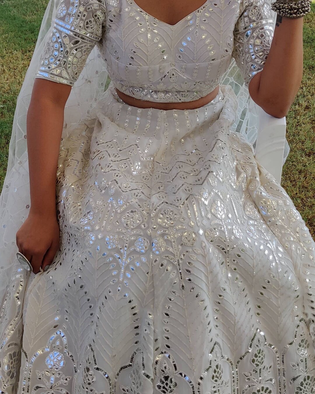 Wedding Party Wear Indian Designer Blush Silver Lehenga Choli Dupatta ...