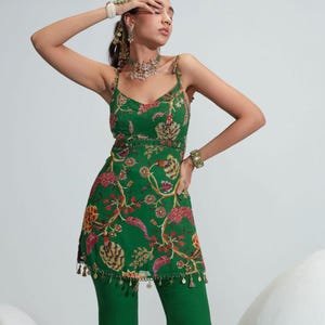 Floral Green Lehenga Set on Organza/ Custom Stiched/ Made to Measure ...