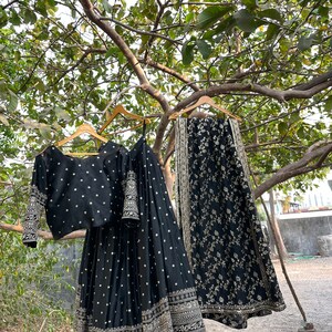 Designer Lehenga Wedding Party Wear Plus Size Blouse Custom Made Black ...