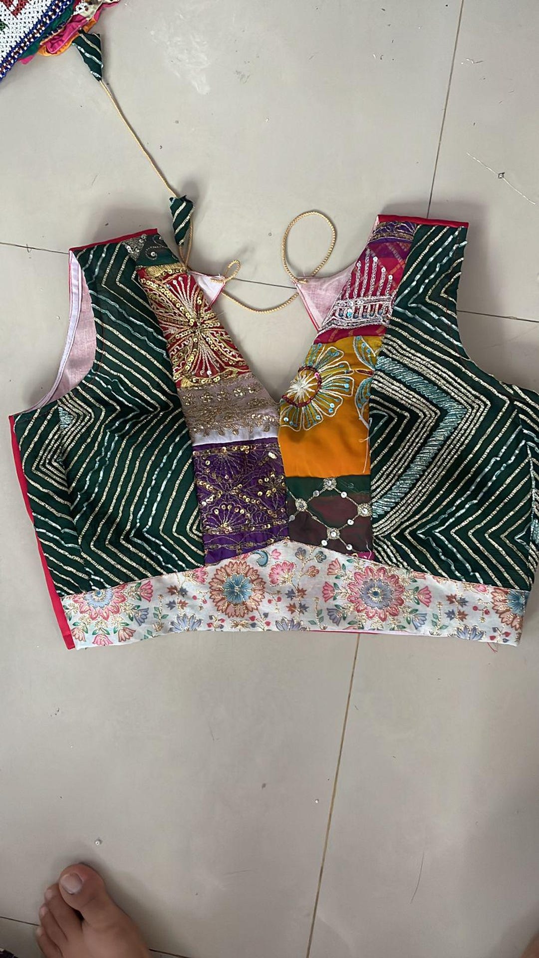 Green Silk Sequin Blouse: Sleeveless Sari Choli - Custom Wedding Garba - Etsy