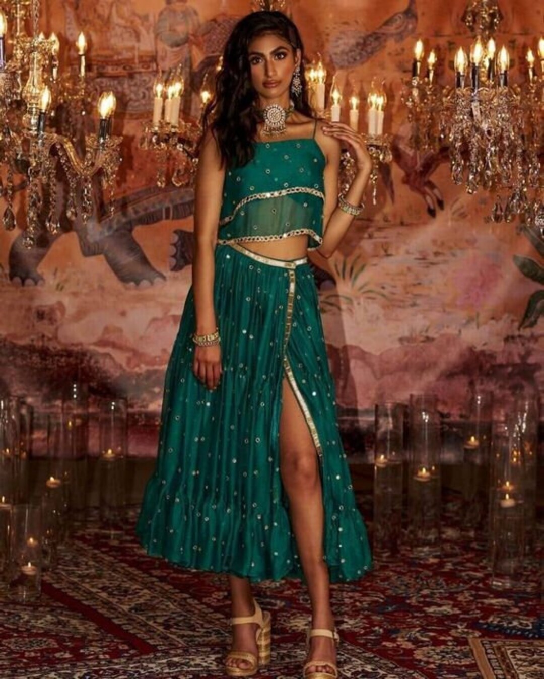 Off-shoulder Slit Lehenga Choli for Women Indian Wedding Wear Choli ...