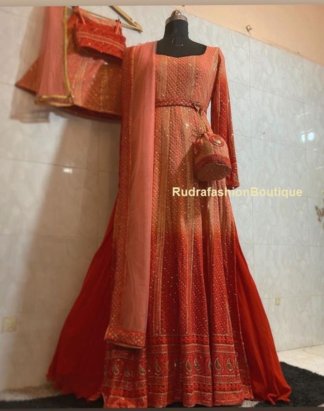 Shaded Designer Gown Lengha Lehenga Indian Ethnic Traditional Wear ...