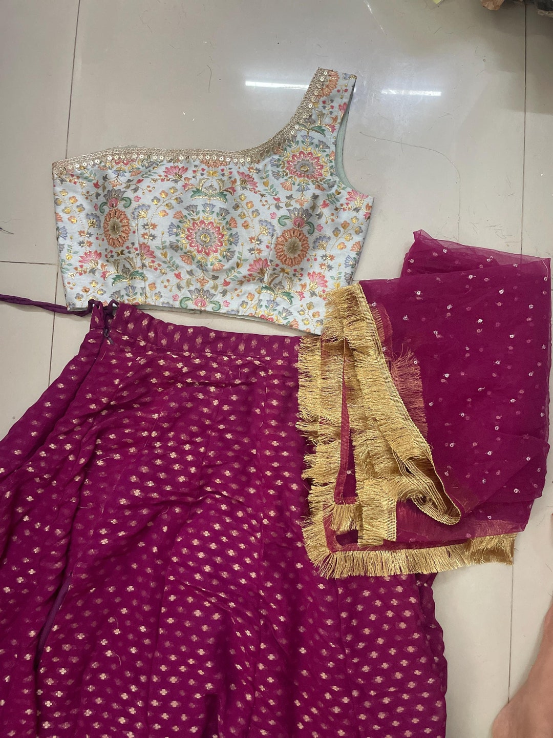 One Shoulder Neck Lehenga Choli for Women Indian Wedding Wear Choli ...