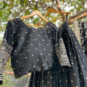 Designer Lehenga Wedding Party Wear Plus Size Blouse Custom Made Black ...