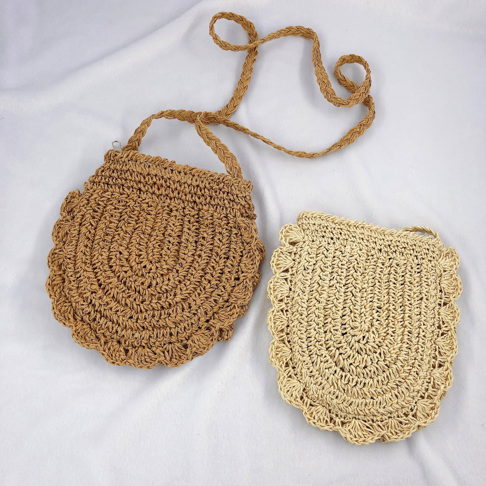 Paper Rope Woven Bag Crochet Small Lace Semicircle Handbag - Etsy
