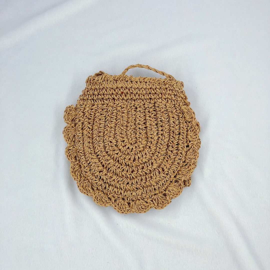 Paper Rope Woven Bag Crochet Small Lace Semicircle Handbag - Etsy