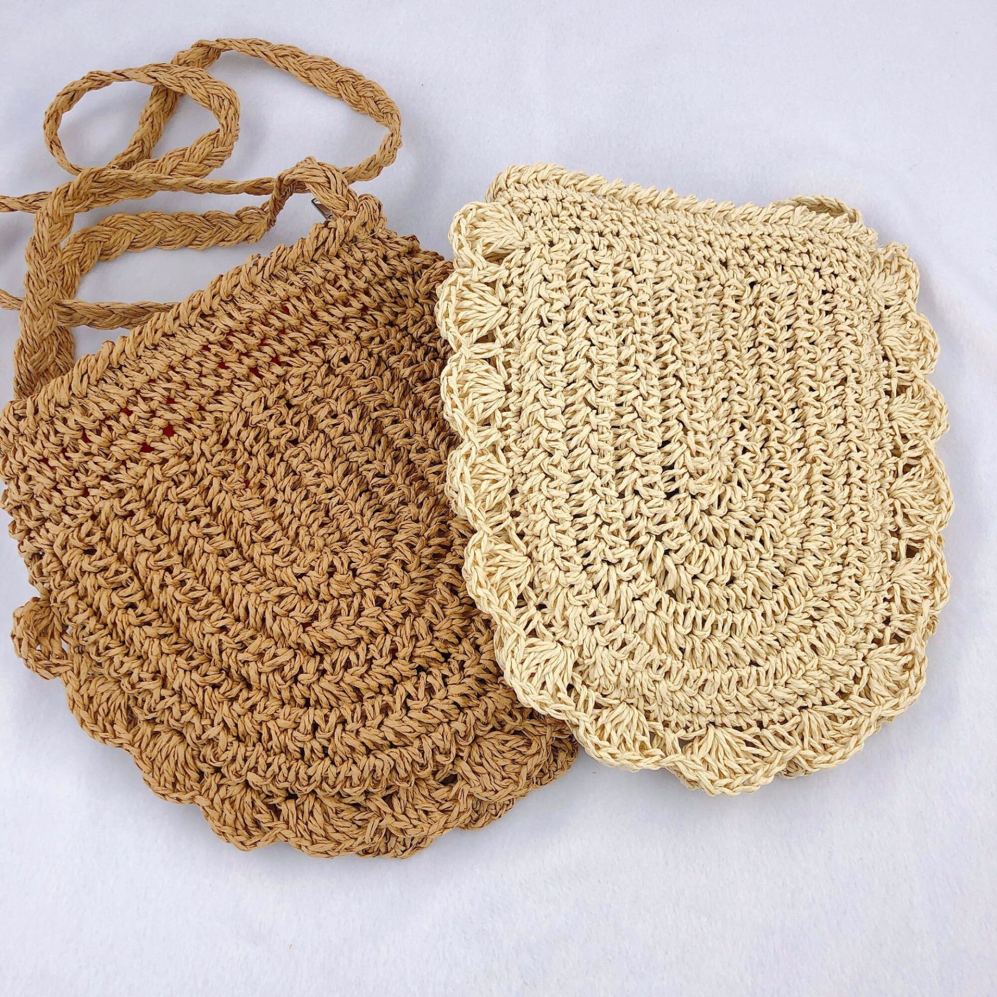 Paper Rope Woven Bag Crochet Small Lace Semicircle Handbag - Etsy