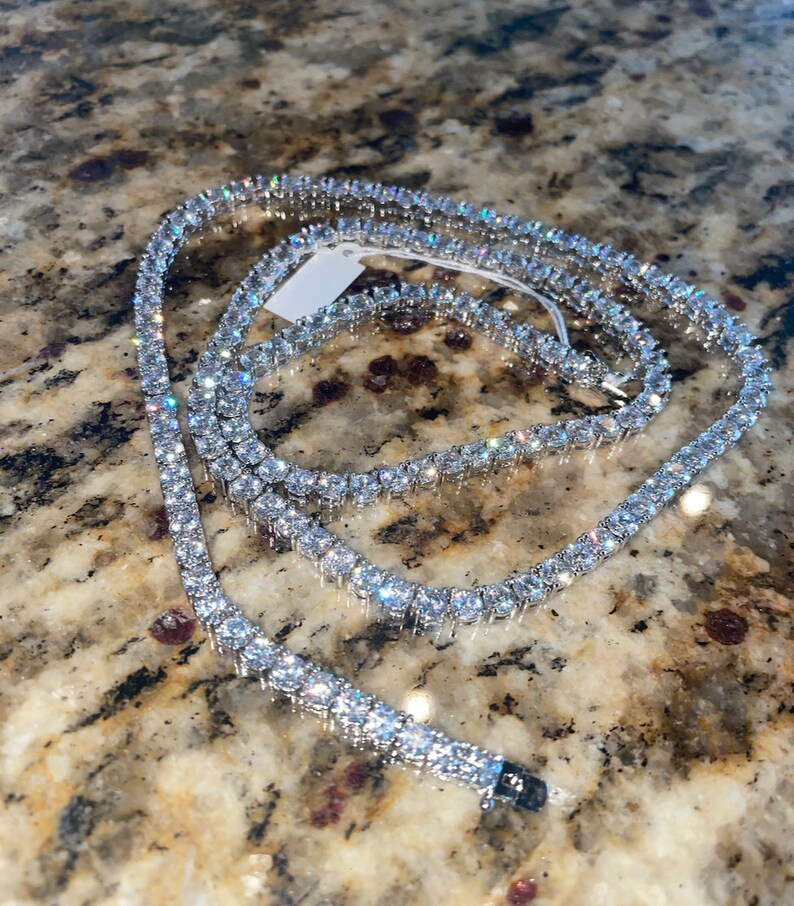 Iced out Tennis dog chain/ collar SILVER OR ROSEGOLD | Etsy