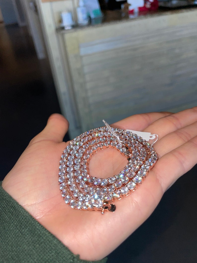 Iced Out Tennis Dog Chain/ Collar SILVER PINK ROSEGOLD | Etsy