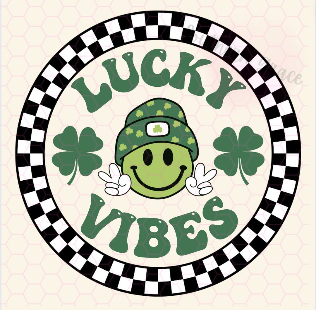 Lucky Vibes Smiley Face Retro Groovy PNG Digital St. Patricks Day - Etsy