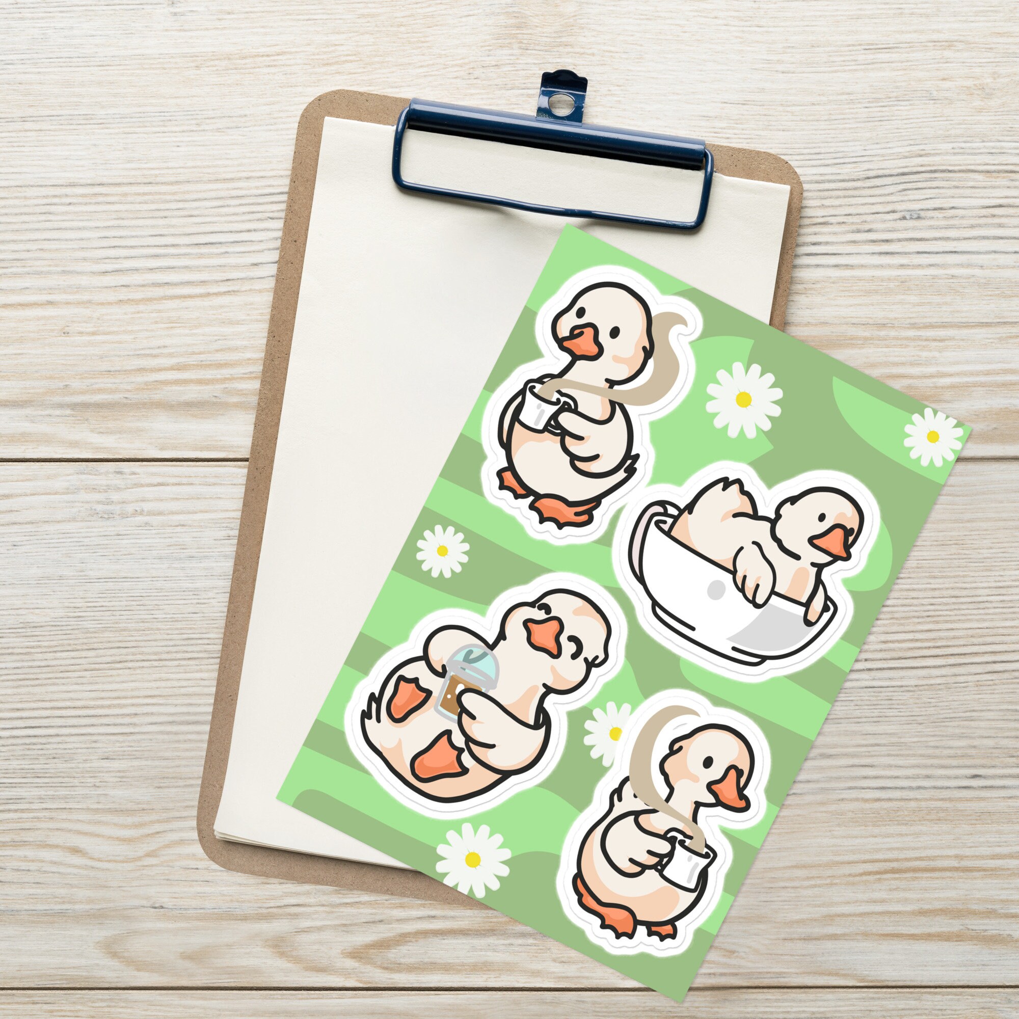 Funny and Cute Coffee Goose Sticker Sheet, Quirky Caffeine Cuteness ...