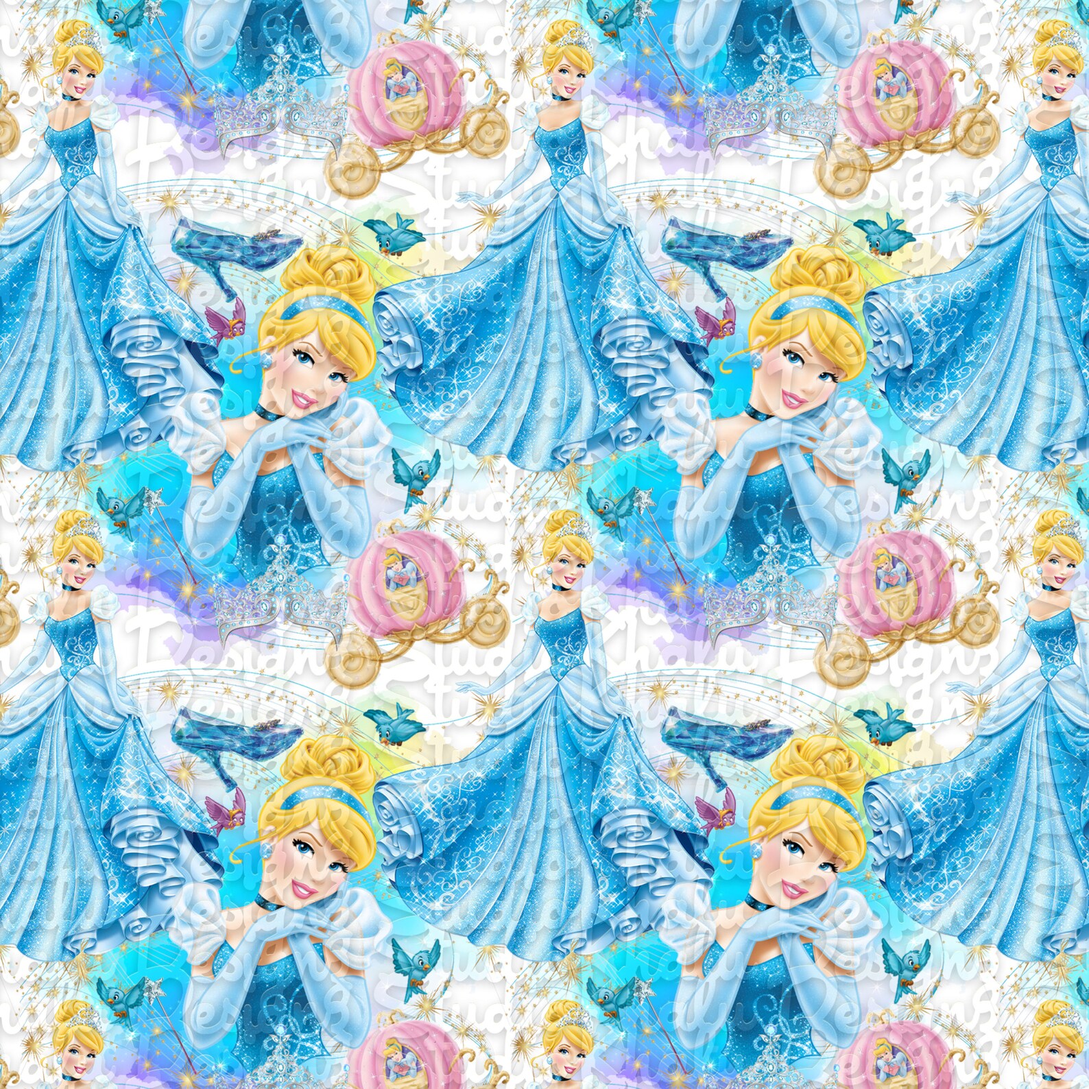 Cinderella Seamless Pattern Princess Paper Seamless | Etsy
