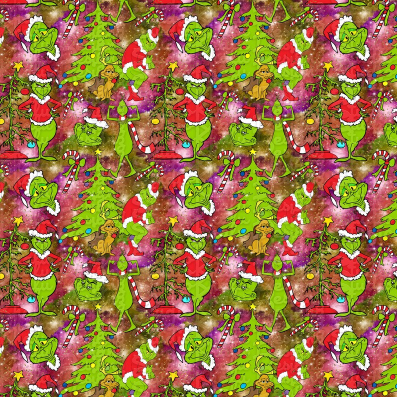 Seamless Pattern The Grinch Christmas Pattern Digital | Etsy