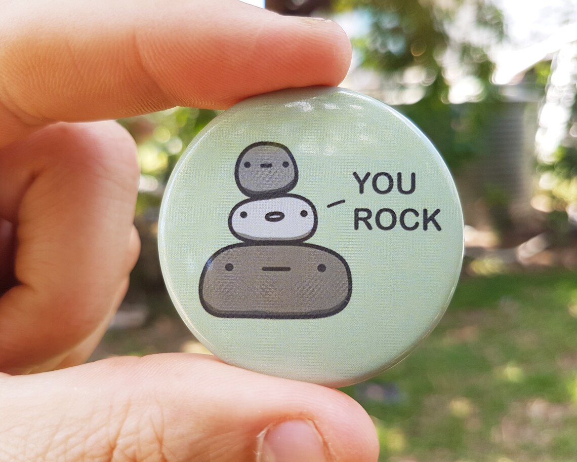 Pin Badge 45mm Button Badge You Rock Badge Illustration - Etsy Australia