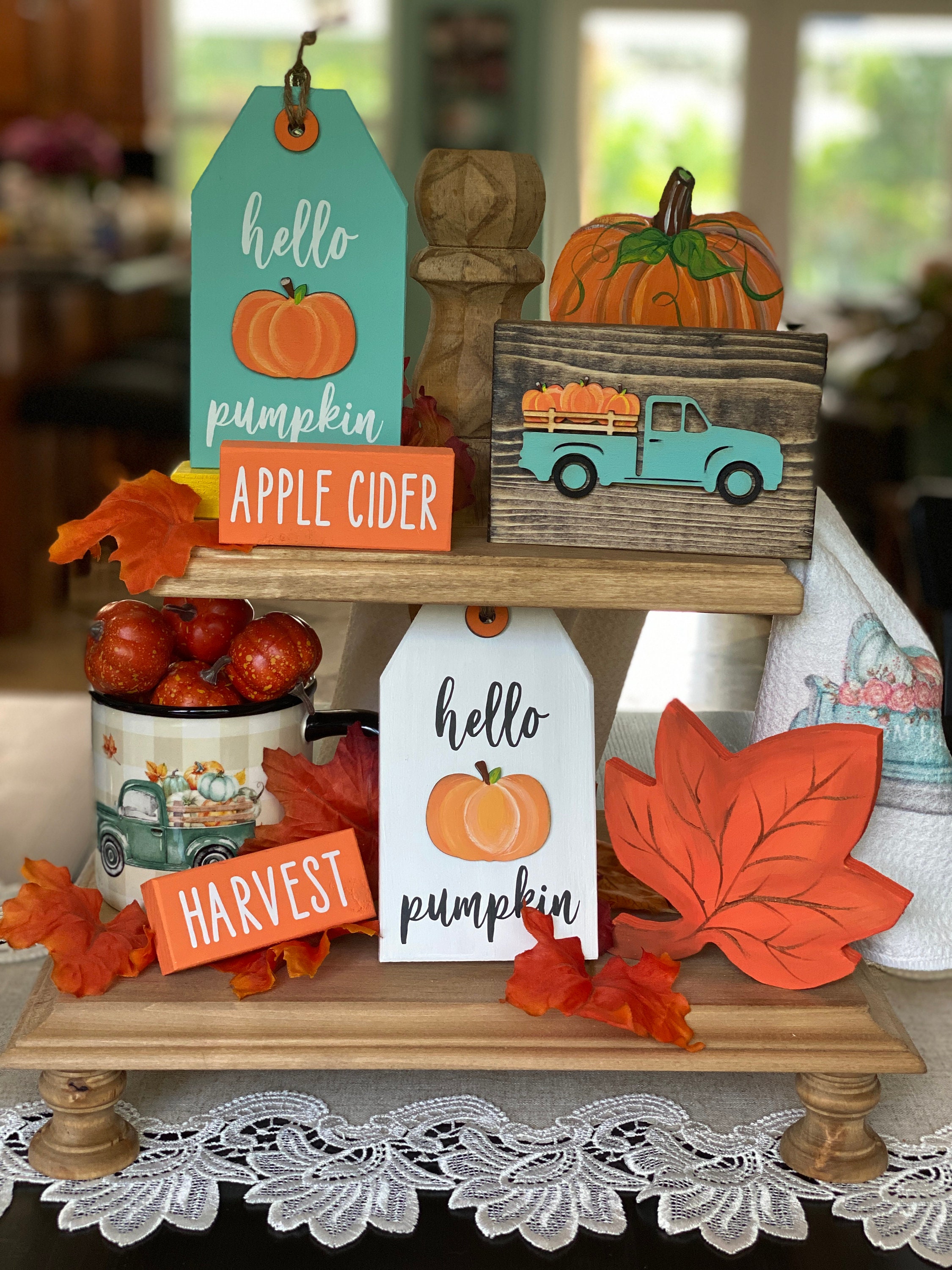 Wood Leaf Fall Tiered Tray Fall Tray Decor Fall Tray - Etsy