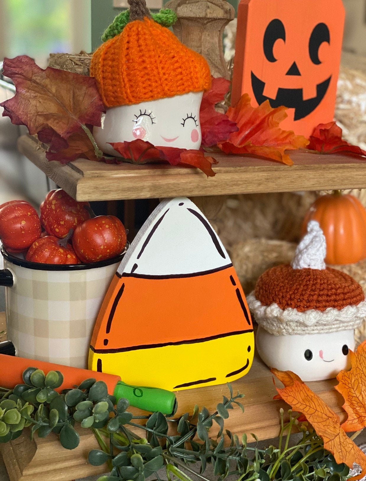 Candy Corn, Wood Candy Corn, Halloween Tiered Tray Decor, Halloween ...