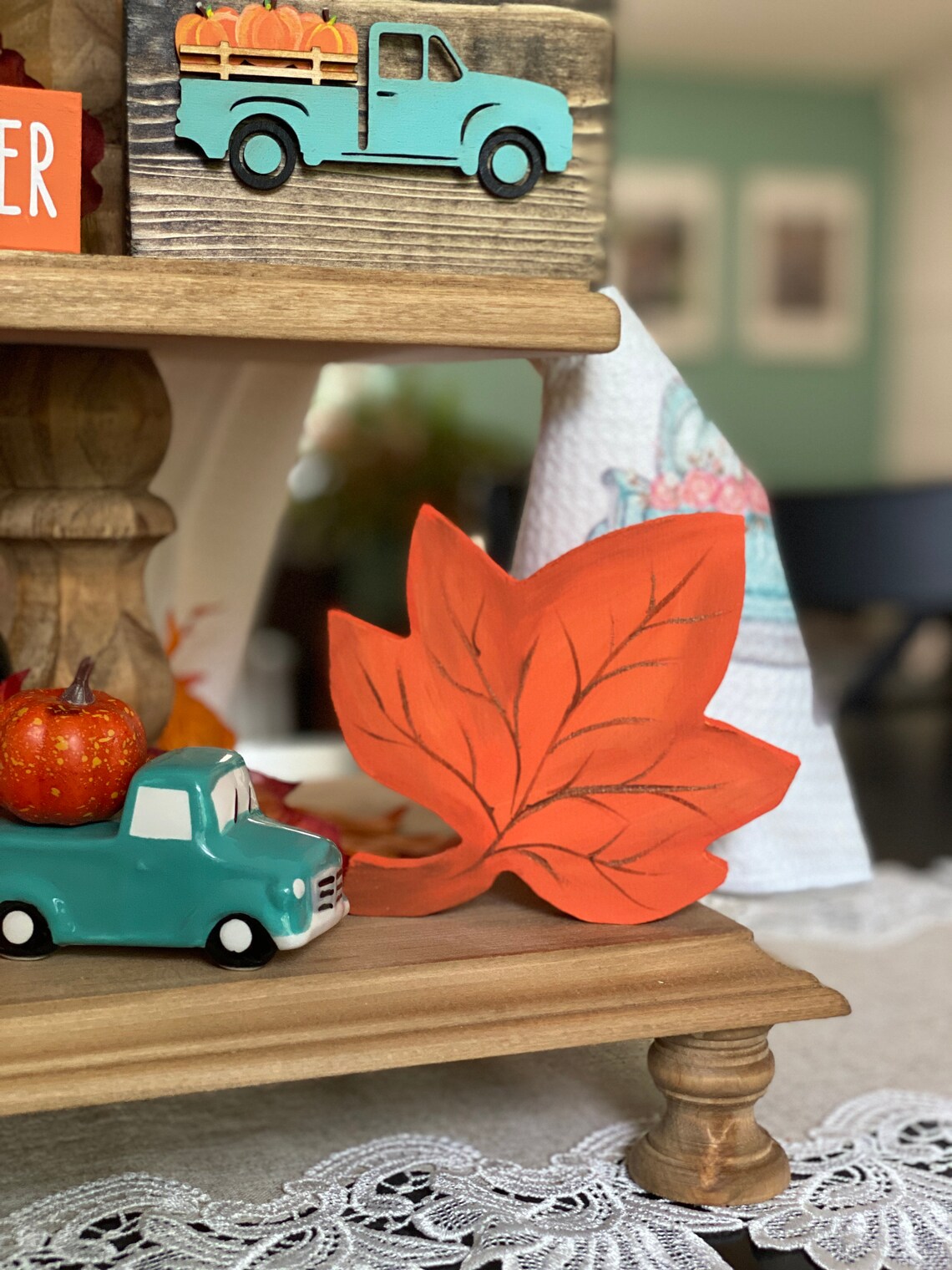 Wood Leaf Fall Tiered Tray Fall Tray Decor Fall Tray - Etsy