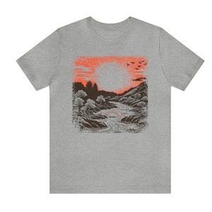 Sunset Landscape Vintage Shirt, Beauty of Nature Tee, Hiking Top, River ...