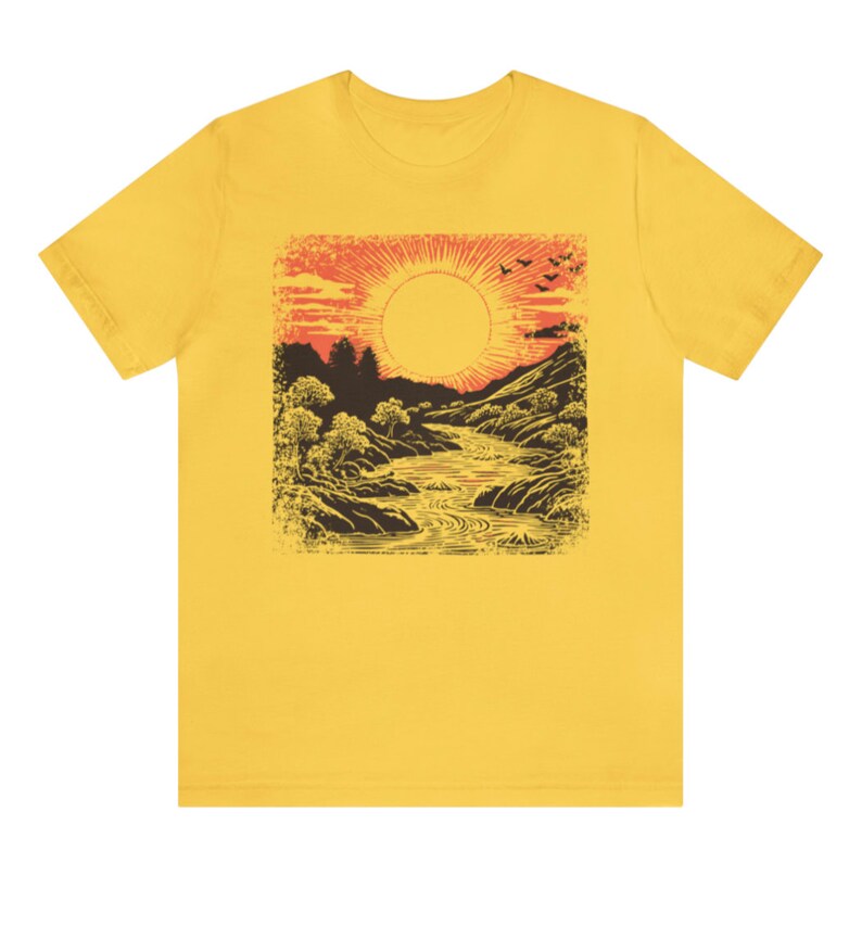 Sunset Landscape Vintage Shirt, Beauty of Nature Tee, Hiking Top, River ...