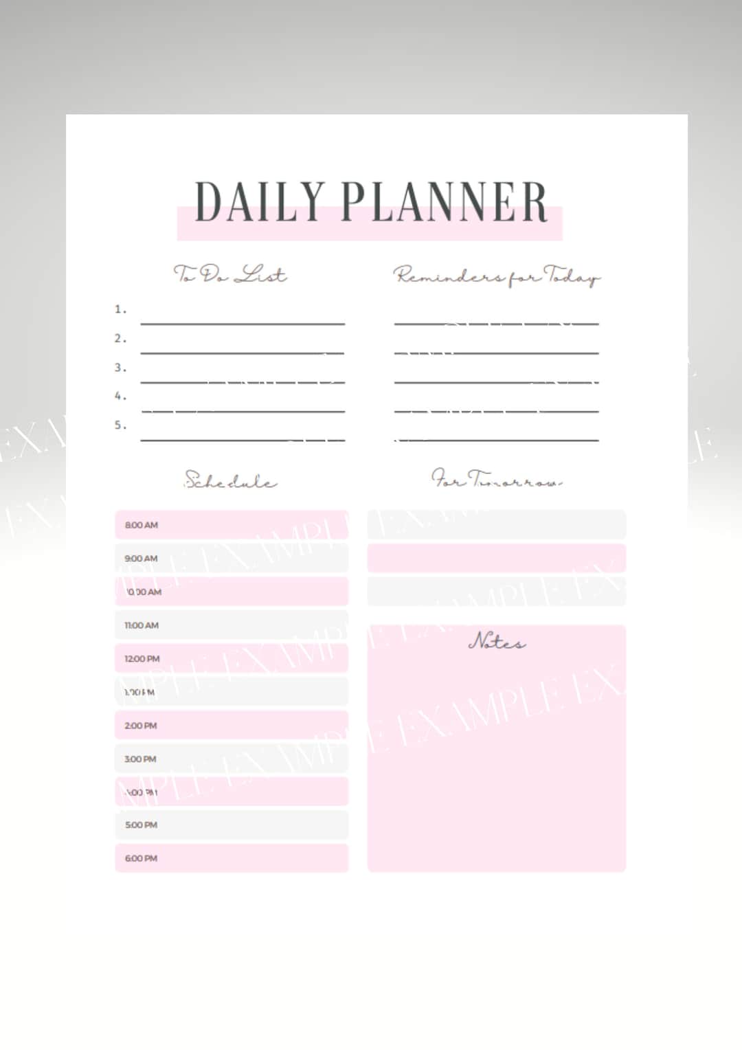 Printable Daily Planner, Instant Download, Basic Daily Planner, Minimal ...
