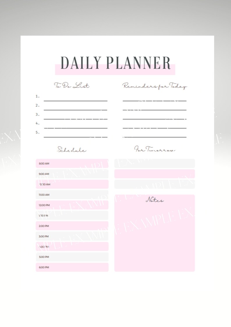 Printable Daily Planner, Instant Download, Basic Daily Planner, Minimal ...