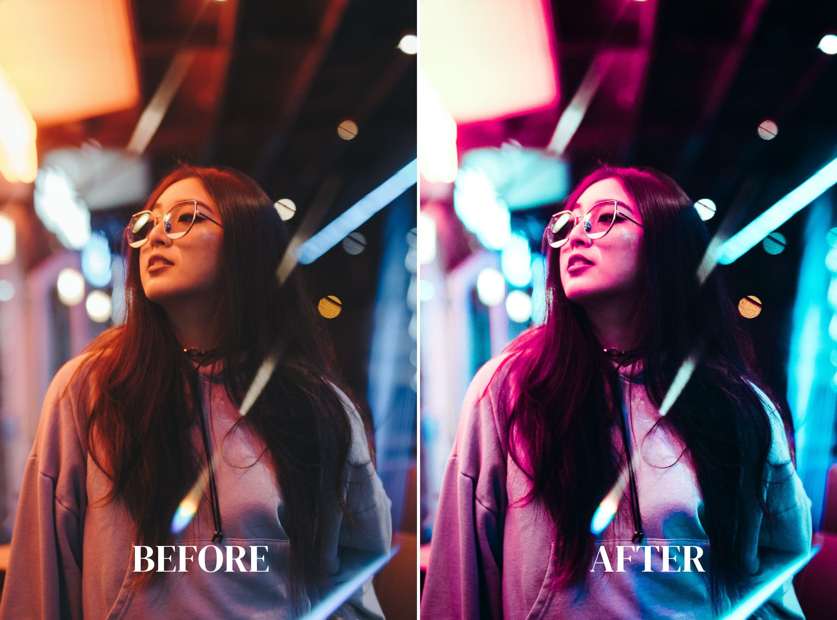 5 CYBERPUNK Presets Lightroom Filters Teal and Pink for Bloggers ...